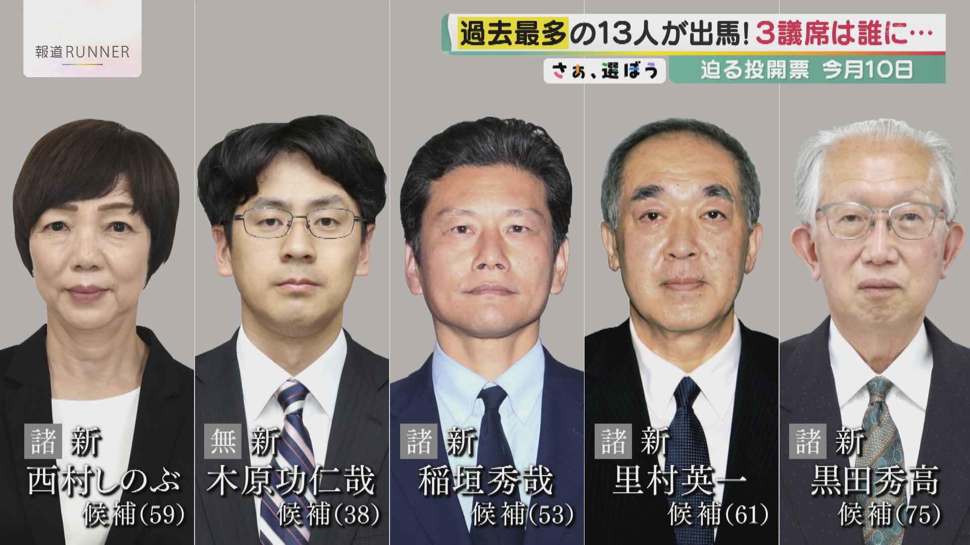 過去最多の13人立候補 3つの議席をめぐり熾烈な争い 兵庫選挙区【参院選2022】 特集 ニュース 関西テレビ放送 カンテレ
